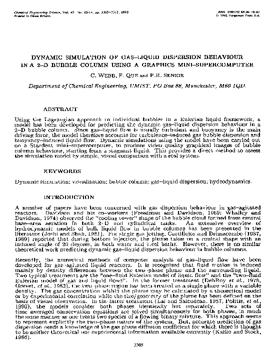 (PDF) Dynamic simulation of gas-liquid dispersion behaviour in a 2-D bubble column using a ...