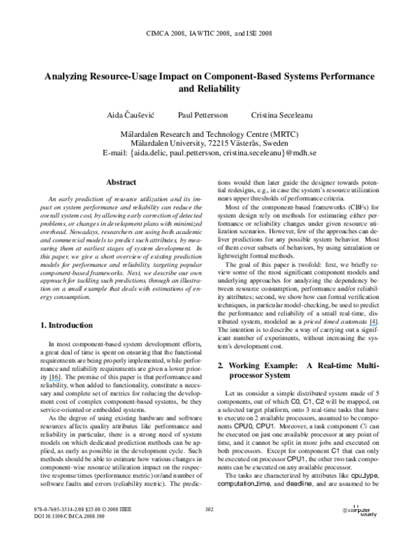 Pdf Analyzing Resource Usage Impact On Component Based Systems