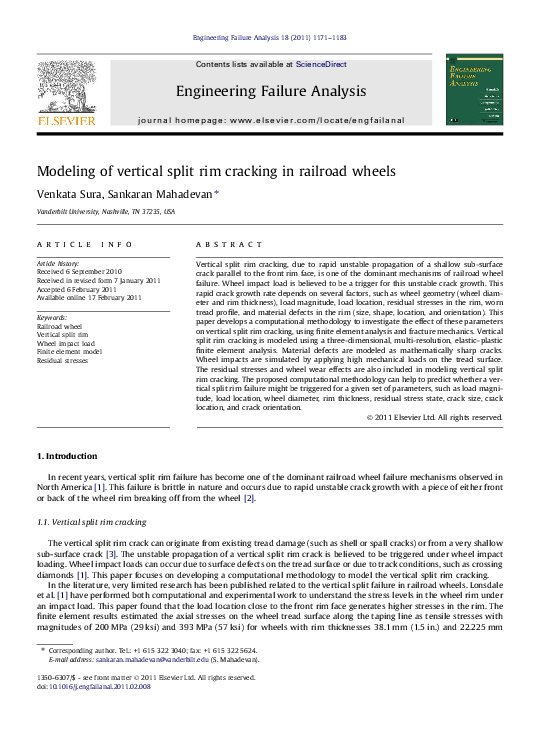 (PDF) Vertical Split Rim Failure Analysis in Railroad Wheels