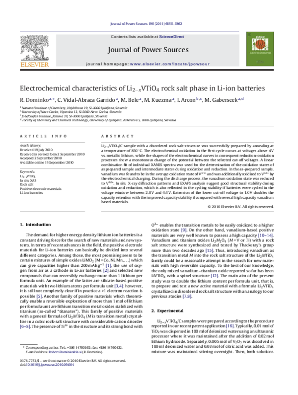 (PDF) Electrochemical characteristics of Li2−xVTiO4 rock salt phase in ...