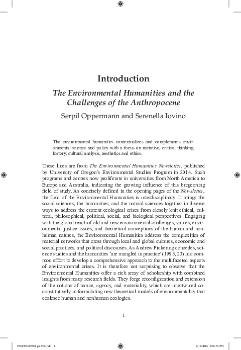 (PDF) Introduction: The Environmental Humanities and the Challenges of ...