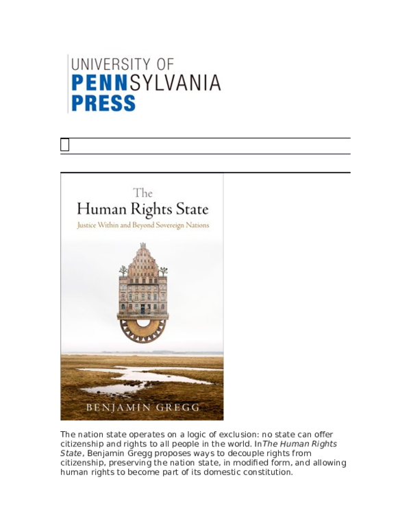 (DOC) Benjamin Gregg, The Human Rights State, U of Pennsylvania Press, 2016