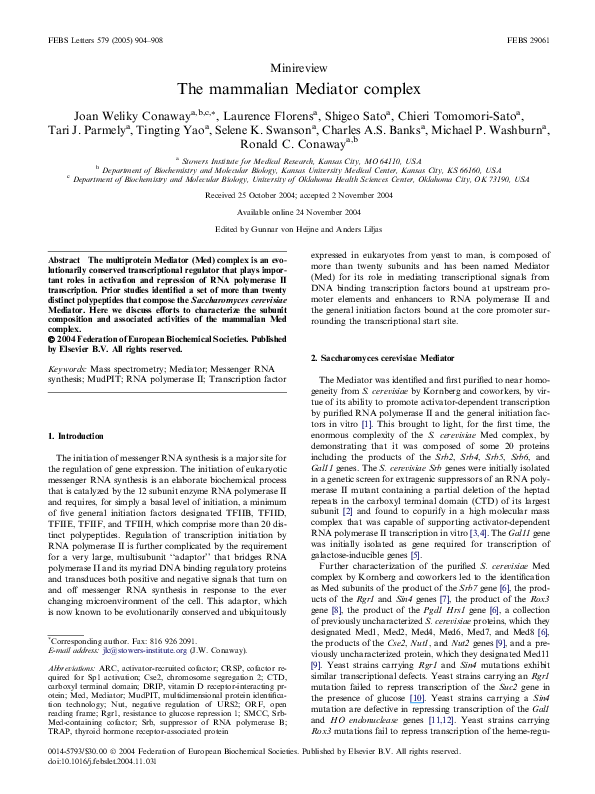 (PDF) The mammalian Mediator complex