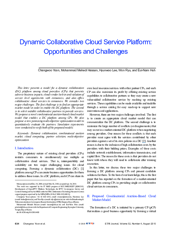 (PDF) Dynamic Collaboration Platform for Cloud Service Recommendation