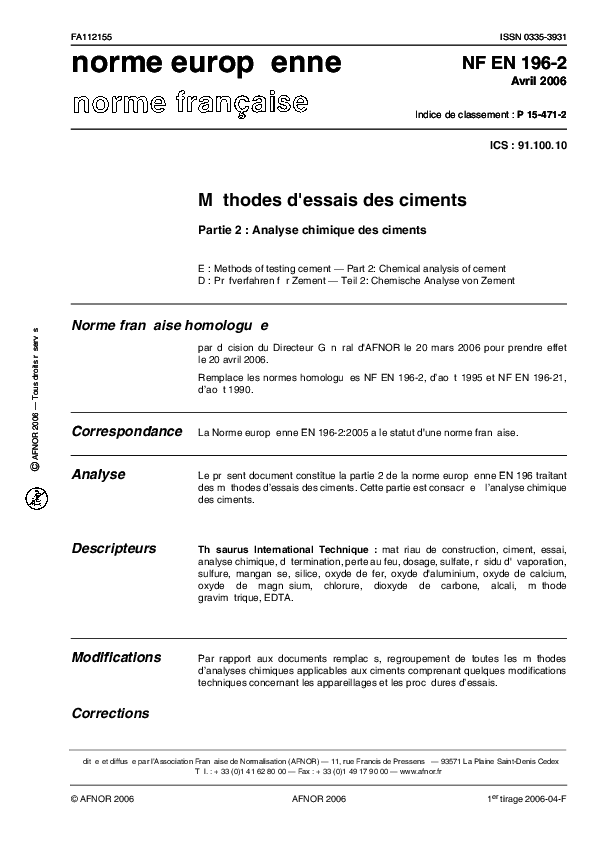 (PDF) METHODE ESSAIS CHIMIQUE NF EN 196 2