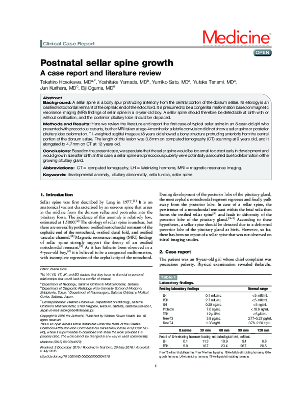 (PDF) Postnatal sellar spine growth: A case report and literature review