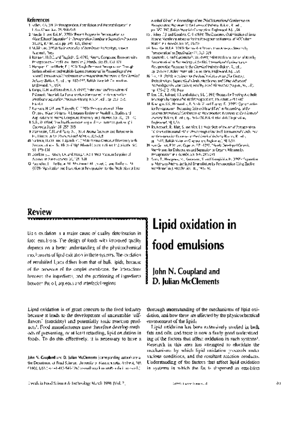 (PDF) Lipid oxidation in food emulsions