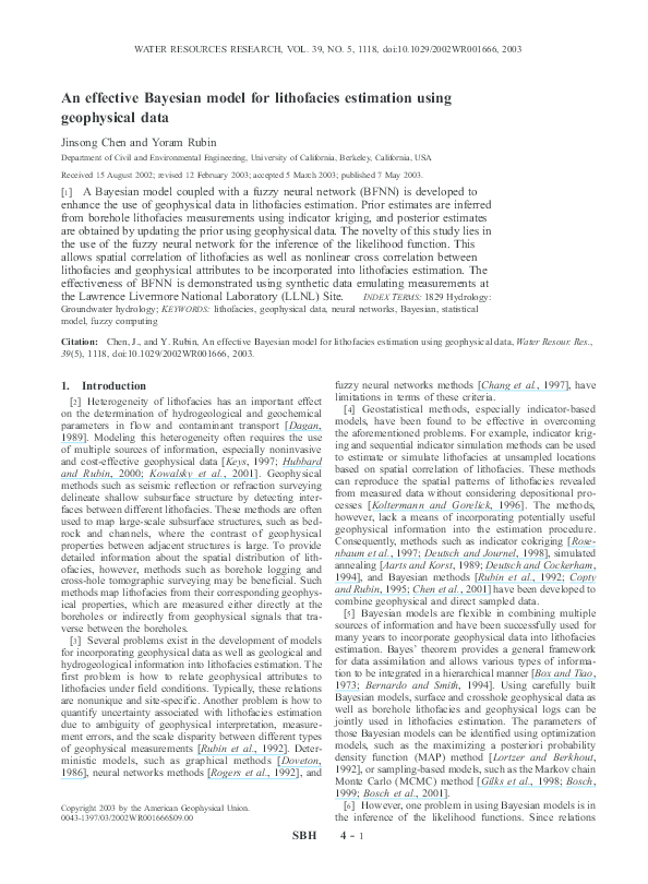 (PDF) An effective Bayesian model for lithofacies estimation using geophysical data