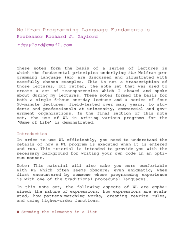 (PDF) Wolfram Programming Language Fundamentals