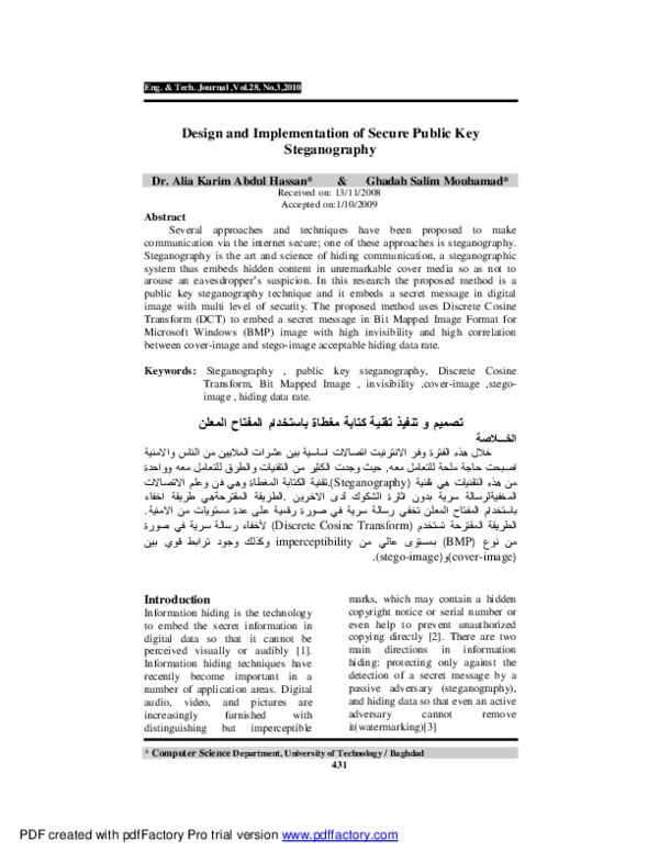 (PDF) Design and Implementation of Secure Public Key Steganography