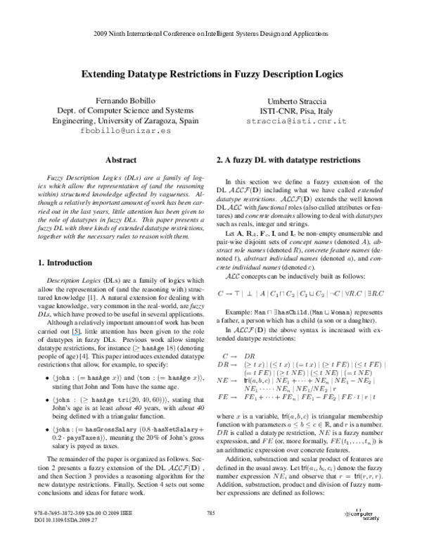 (PDF) Extending Datatype Restrictions in Fuzzy Description Logics