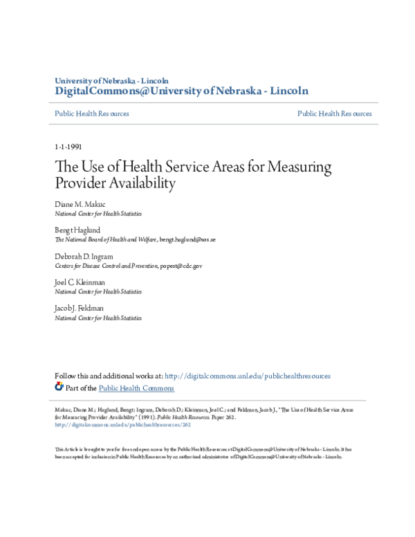 (PDF) The Use of Health Service Areas for Measuring Provider ...