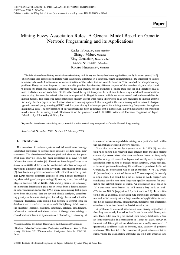 Pdf Mining Fuzzy Association Rules A General Model Based On Genetic Network Programming And