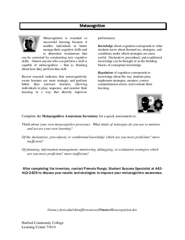 (PDF) Metacognition Awareness Inventory