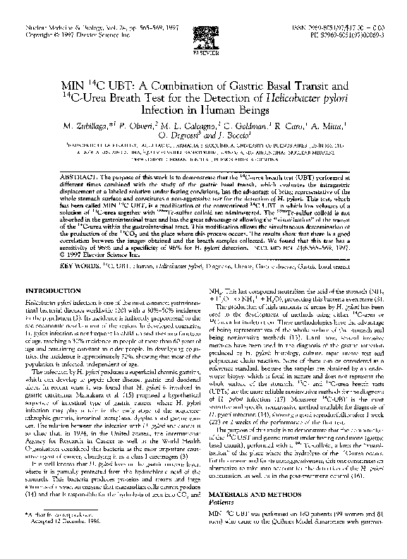 (PDF) MIN 14C UBT: a combination of gastric basal transit and 14C-urea ...