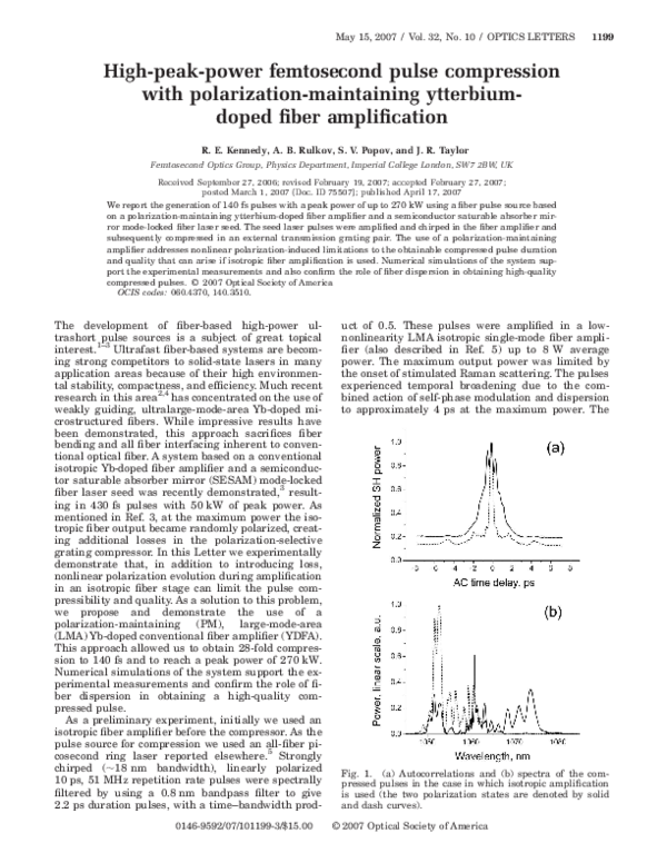 (PDF) Adiabatic pulse propagation in a dispersion-increasing fiber for spectral compression ...