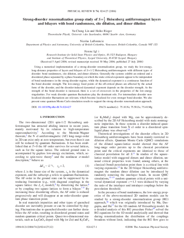 (PDF) Strong-disorder renormalization group study of aperiodic quantum Ising chains