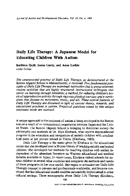 (PDF) Daily life therapy: A Japanese model for educating children with ...
