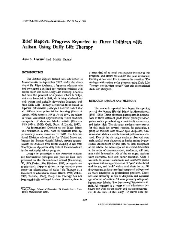 (PDF) Brief Report: Progress Reported in Three Children with Autism ...