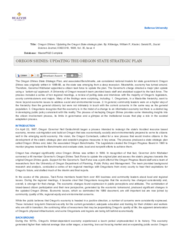 (PDF) Title: Database: OREGON SHINES: UPDATING THE OREGON STATE ...