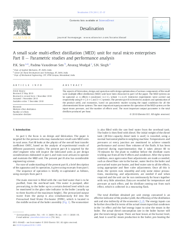 (PDF) A small scale multi-effect distillation (MED) unit for rural ...