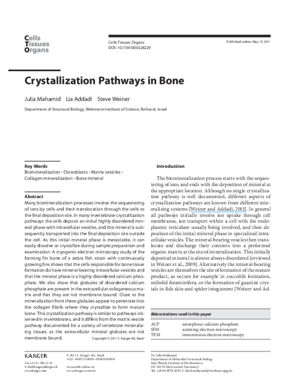 (PDF) Crystallization Pathways in Bone