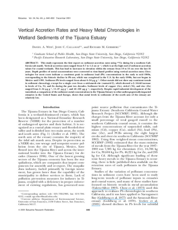 (PDF) Vertical accretion rates and heavy metal chronologies in wetland ...