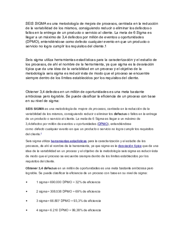 (DOC) SEIS SIGMA es una metodología de mejora de procesos