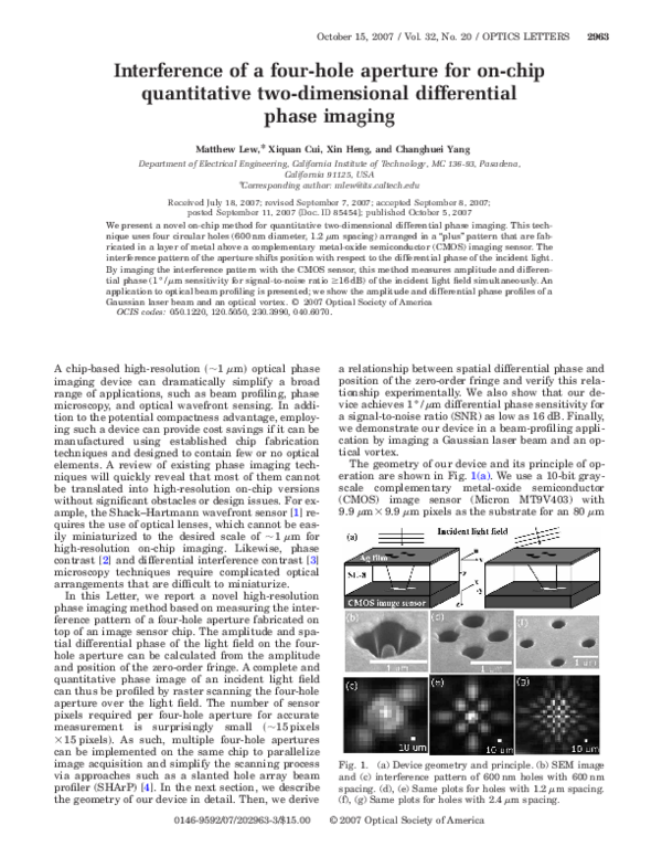 (PDF) Interference of a four-hole aperture for on-chip quantitative two-dimensional differential ...
