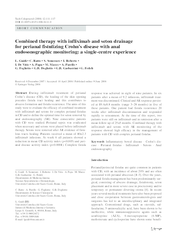 (PDF) Combined therapy with infliximab and seton drainage for perianal ...