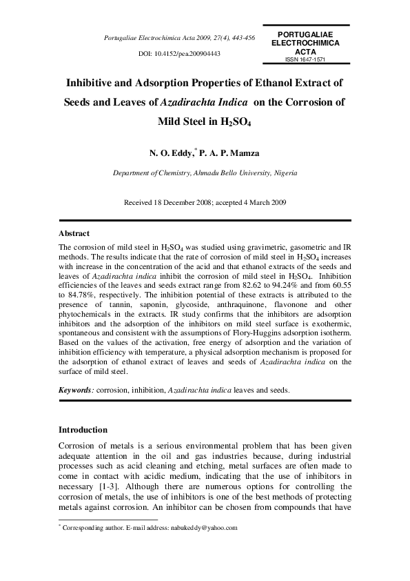 (PDF) Inhibitive and adsorption properties of ethanol extract of Hibiscus sabdariffa calyx for ...