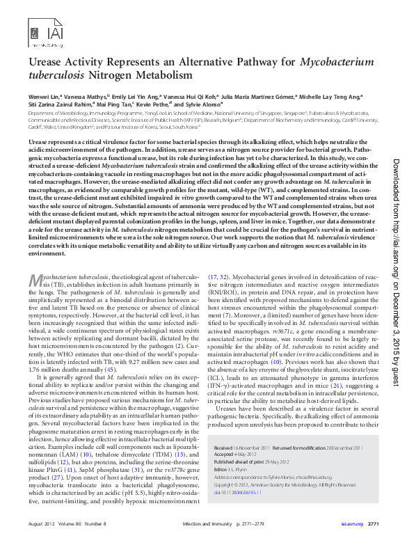 (PDF) Urease Activity Represents an Alternative Pathway for ...