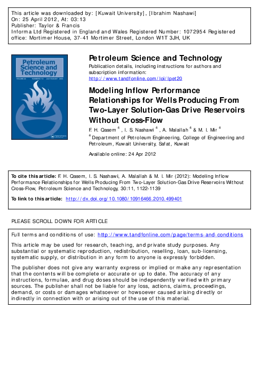 (PDF) Modeling Inflow Performance Relationships for Wells Producing ...