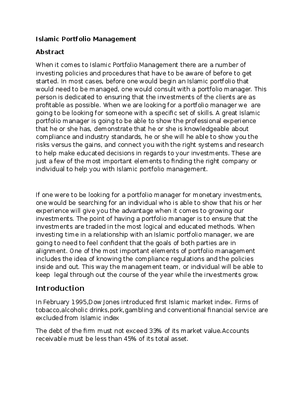 Doc Islamic Portfolio Management