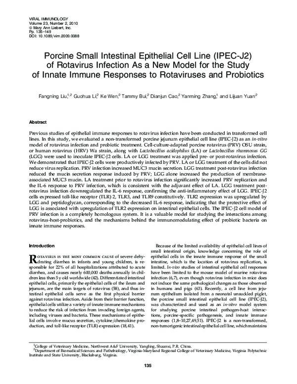 (PDF) Porcine Small Intestinal Epithelial Cell Line (IPEC-J2) of ...