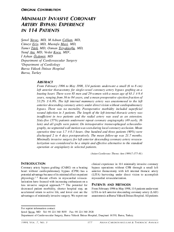 (PDF) Minimally invasive direct coronary bypass surgery via distal mini ...