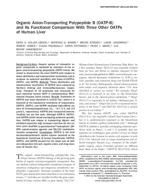 (PDF) Organic anion-transporting polypeptide B (OATP-B) and its ...