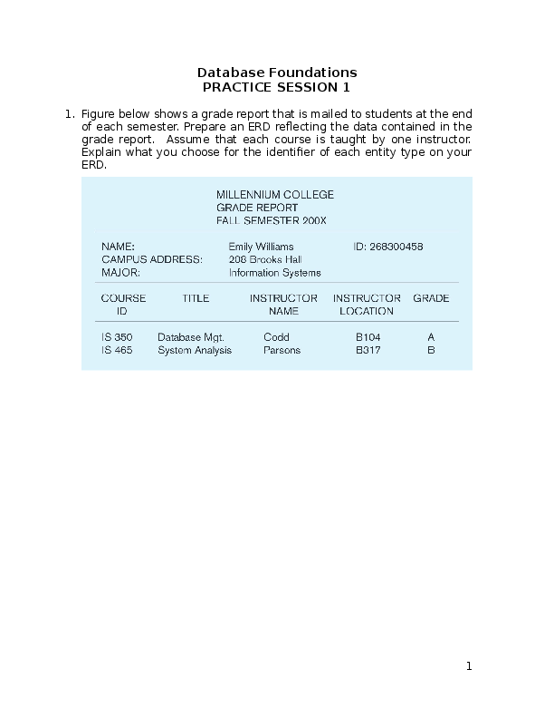 (DOC) Database Foundations PRACTICE SESSION 1