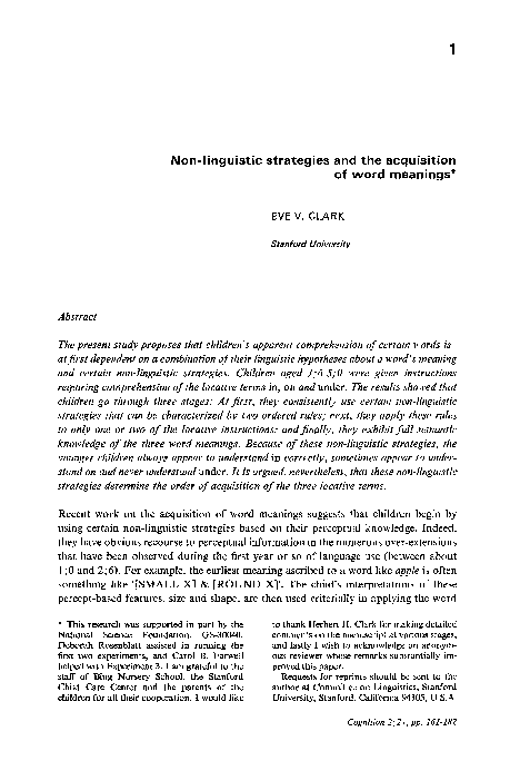 (PDF) Non-linguistic strategies and the acquisition of word meanings