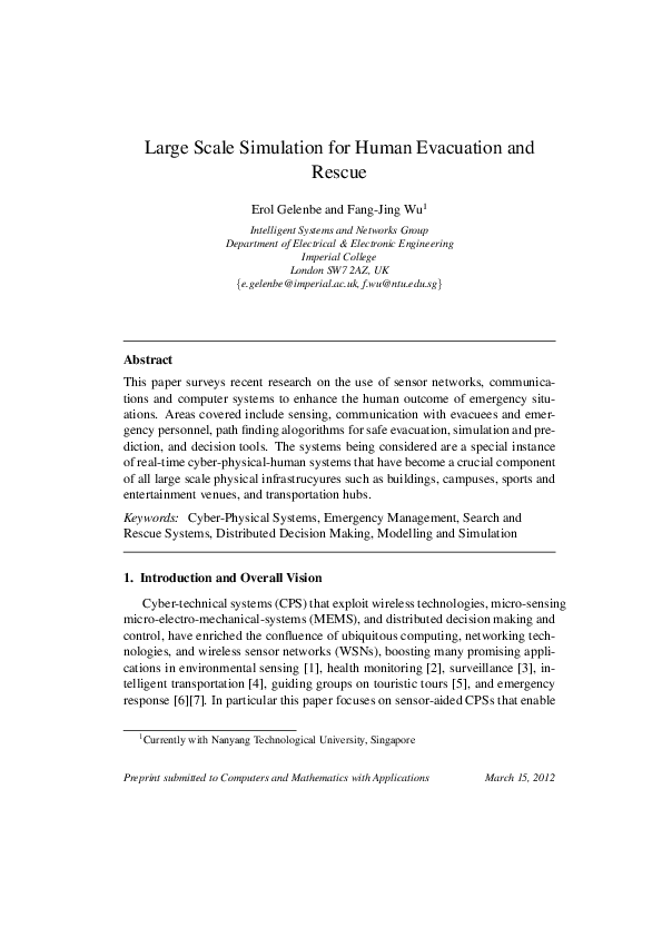 Pdf Large Scale Simulation For Human Evacuation And Rescue