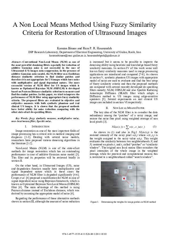 (PDF) A Non Local Means Method Using Fuzzy Similarity Criteria for ...