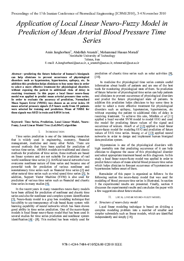 Pdf Application Of Local Linear Neuro Fuzzy Model In Prediction Of