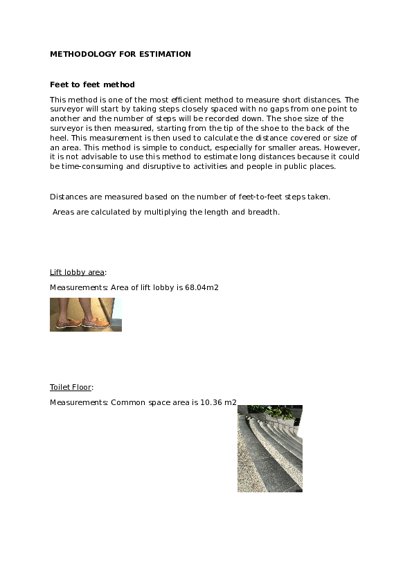 (DOC) METHODOLOGY FOR ESTIMATION Feet to feet method