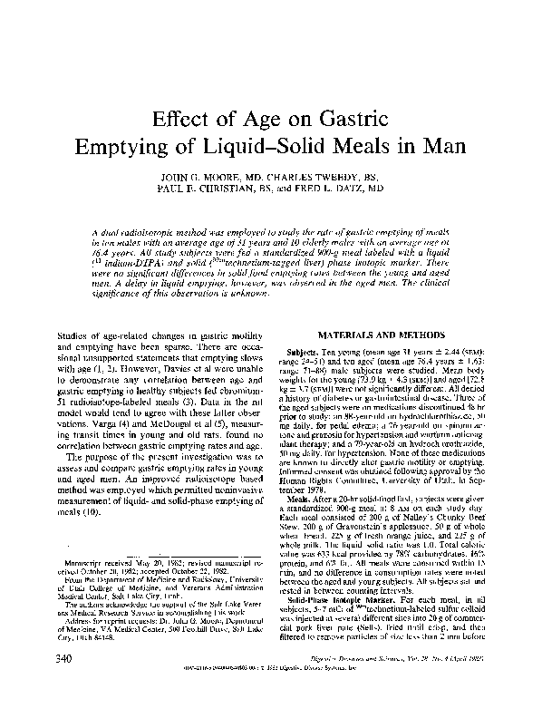 (PDF) Effect of age on gastric emptying of liquid-solid meals in man
