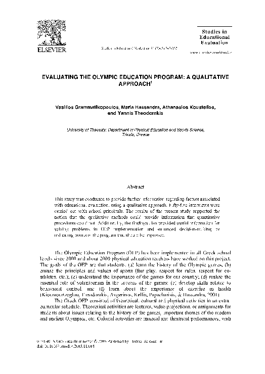 (PDF) Evaluating the olympic education program: A qualitative approach
