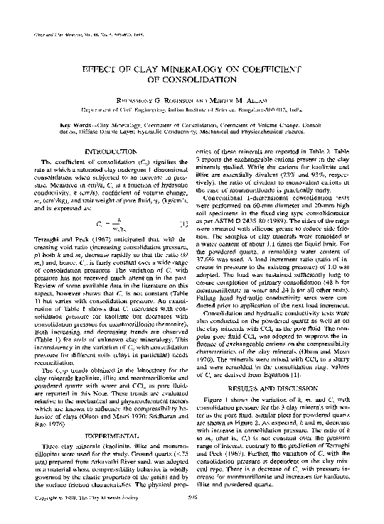 (PDF) Effect of Clay Mineralogy on Coefficient of Consolidation
