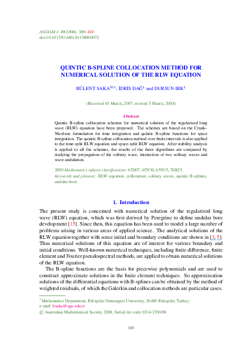 (PDF) Quintic B-spline collocation method for numerical solution of the Kuramoto–Sivashinsky ...
