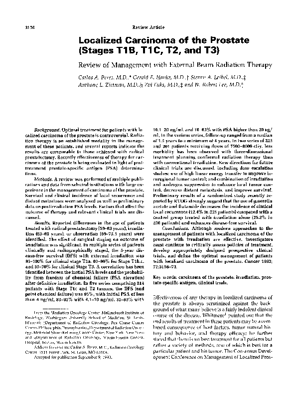 (PDF) Localized carcinoma of the prostate (Stages T1B, T1C, T2, and T3 ...