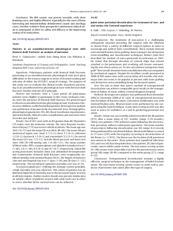 (PDF) Patients in an unstable/extremis physiological state with femoral ...