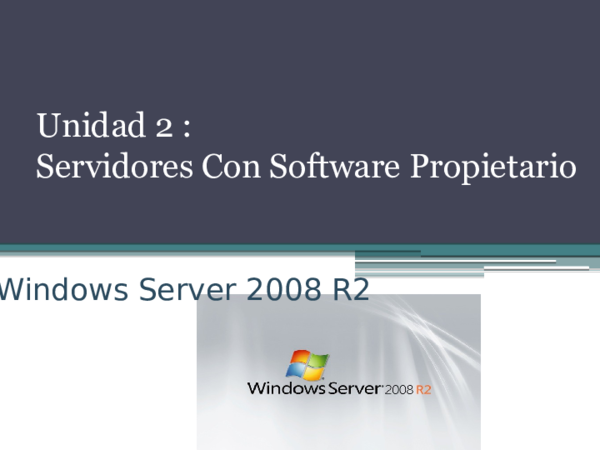 (PPT) Unidad 2 servidores con software propietario